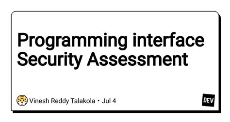 Programming Interface Security Assessment R Devto