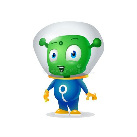 Étranger Drôle De Bande Dessinée Dans Le Costume D espace Un Martien Vert Amical Caractère