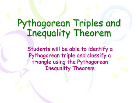 PPT Exploring Pythagorean Triples And Inequality Theorem PowerPoint Presentation ID