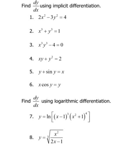 Solved Dy Findsing Implicit Differentiation Dr 1 2x2 3y 4