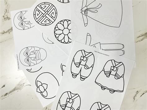 명절 추석 색칠공부 도안 한복 전통문양 탈 감 네이버 블로그