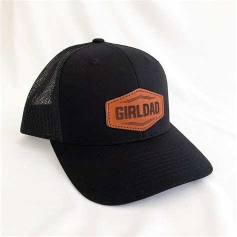 Girldad® Leather Patch Trucker Hat Blackblack Trucker Hat Leather