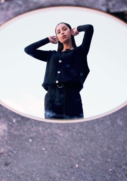 Premium Photo Fashion Beauty And Mirror Reflection Of Trendy Look