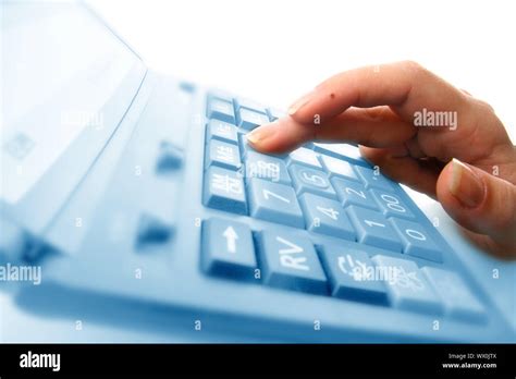 Girl Hand Calculate On White Background Stock Photo Alamy