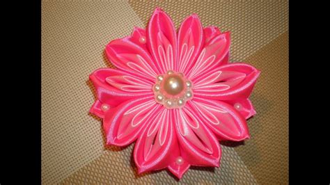 Цветок Канзаши Новый лепесток из Атласных лент Своими руками Мастер класс Diy Flowers