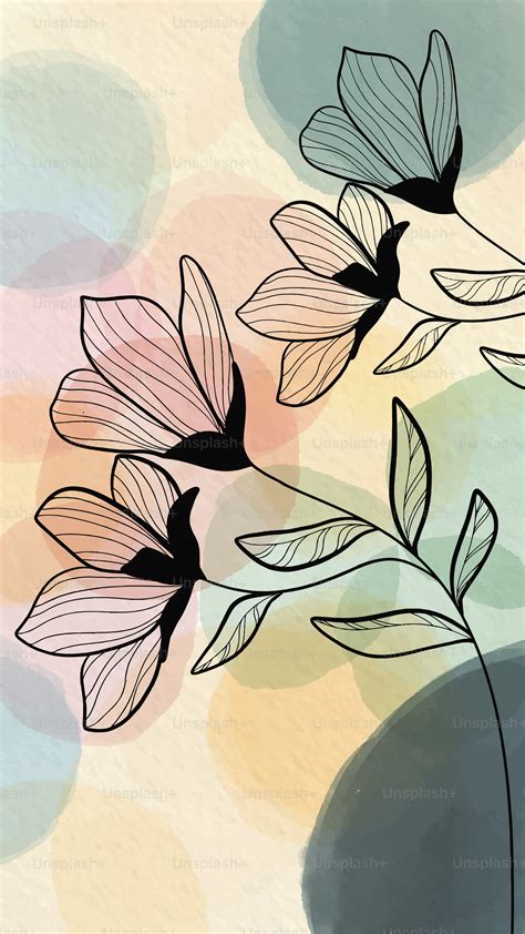 여러 가지 빛깔의 배경에 있는 꽃 그림 벡터 Unsplash의 배경화면 이미지