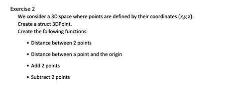 Solved Exercise We Consider A D Space Where Points Are Chegg
