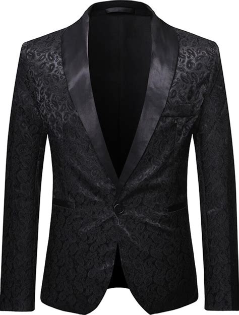 Wyongtao Mens Shiny Sequins Suit Jacket Blazer One Button Fit Tuxedo