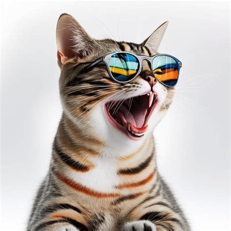 Ai Generó Una Ilustración De Un Lindo Gato Con Gafas De Sol Contra Un