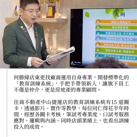 住商不動產加盟總部 住商人物誌 中山捷運加盟店 何勝緯店東 七年級店東念書兼房仲 用青春換一間破億的店 Facebook