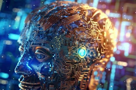 premium ai image futuristic advanced robot analyzing data technology