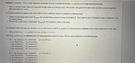 Solved Write A Function For The Linear Regression Predictor