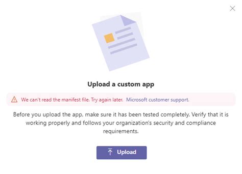 Error While Uploading Zip File To Teams Admin Portal · Issue 238 · Officedevmicrosoft Teams