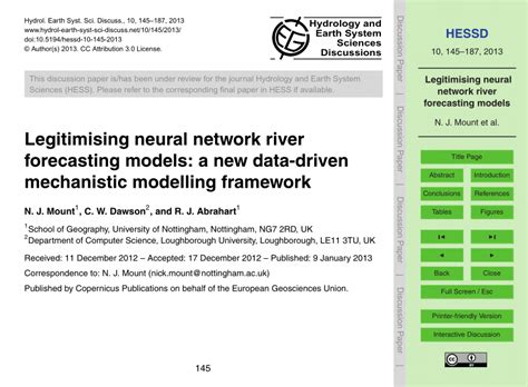 PDF Legitimising Neural Network River Forecasting Models A New Data