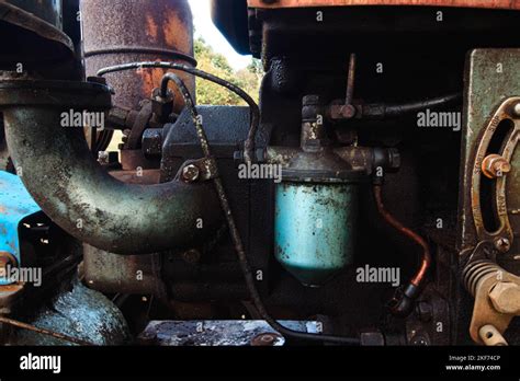 Close Up Of An Old Rusty And Greasy Engine Stock Photo Alamy