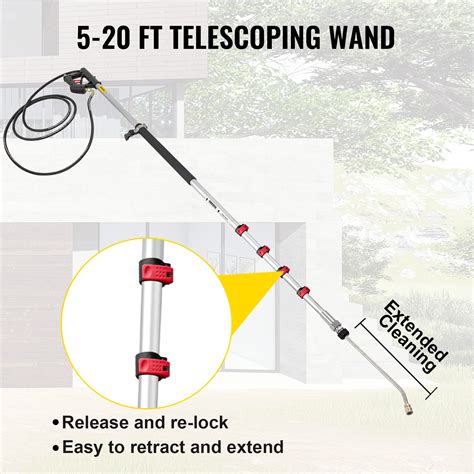 VEVOR Telescoping Pressure Washer Wand 20 Ft 5 Section Length