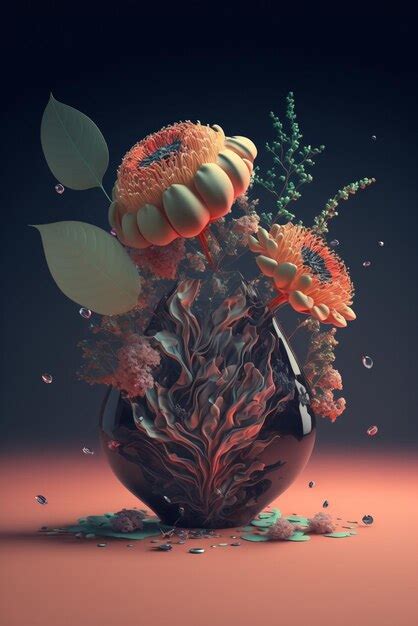 Premium Photo Illustration Beautiful Floral Ornament 3d Illustration