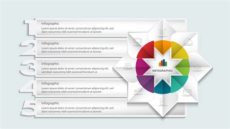 워크플로 레이아웃 다이어그램 숫자 옵션 스텝 업 옵션 웹 디자인 및 프레젠테이션을위한 5 가지 옵션 또는 단계가있는 플랫 기하학적 인포 그래픽 템플릿 0명에 대한 스톡 벡터