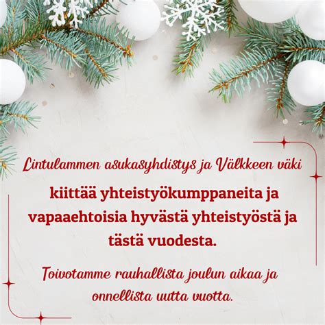 Hyvää Joulua Lintulammen Asukasyhdistys