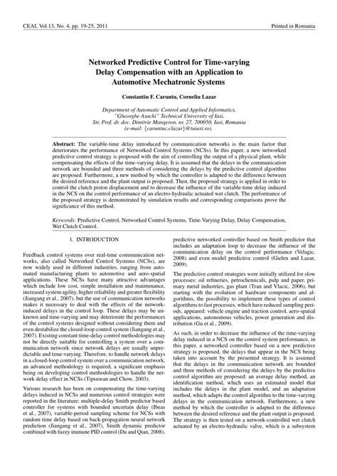 pdf networked predictive control for time varying delay compensation
