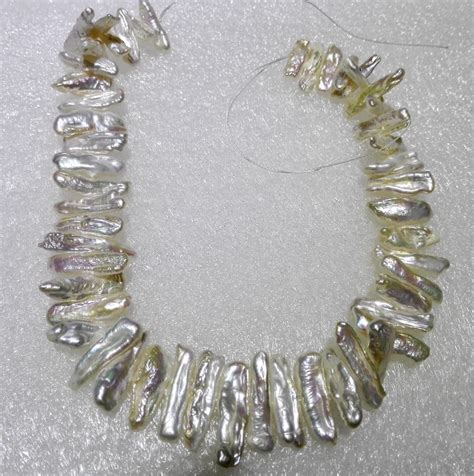 Natural Freshwater White Pearl 8x20mm Bright Elongated Rectangle Pearl