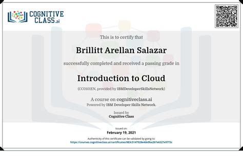 Ibmdeveloperskillsnetwork Cc0101en Certificate Cognitive Class