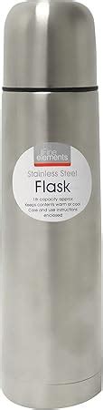 Fine Elements Fine Elements 1.0 Litre Vacuum Flask Set Steel with Push ...