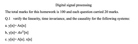 Solved Digital Signal ProcessingThe Total Marks For This Chegg