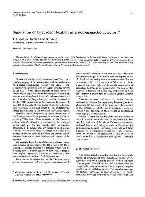 Pdf Simulation Of B Jet Identification In A Non Magnetic Detector Dokumentips