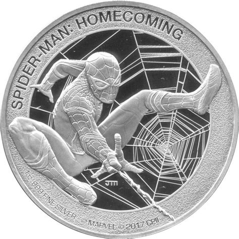 Cook Islands 5 Dollars 2017 Spiderman Homecoming 1 Oz Silber Pp