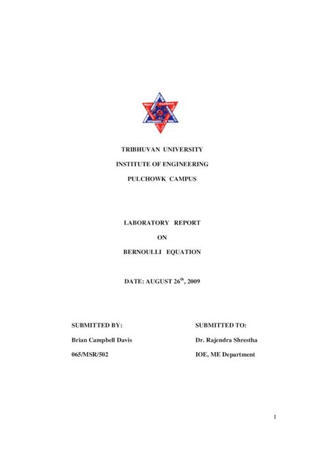Pdf Bernoulli Lab Report Dokumen Tips