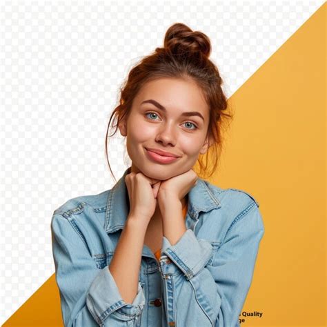 Premium Psd Photo Of Dreamy Pretty Student Girl Wear Denim Shirt