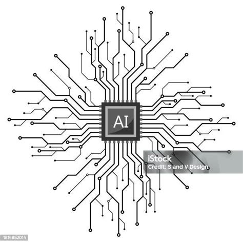 플랫 Ai는 흰색 배경에 디지털 기술을 칩으로 씌웁니다 Ai 컴퓨터 프로세서 디지털 기술 인공 지능 개념 설계 현대 기술 디자인