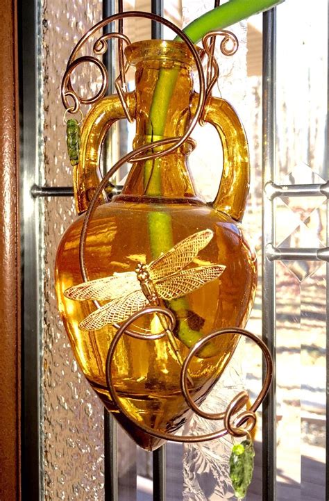 Glass Amphora Hanging Rooting Vase Bud Vase Dragonfly