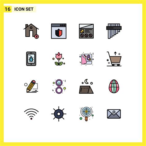 16 User Interface Flat Color Filled Line Pack Of Modern Signs And Symbols Of Mobile Instrument