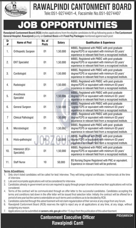 Rawalpindi Cantonment Board Latest Jobs 2025 Jobs Advertisement Pakistan