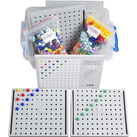 Pegboard 5 And Peg 1000 Pegboard Cards Set In Container