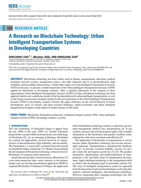A Research On Blockchain Technology Urban Intelligent Transportation Systems In Developing