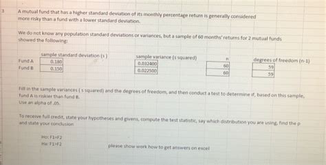 Solved A Mutual Fund That Has A Higher Standard Deviation Of Chegg