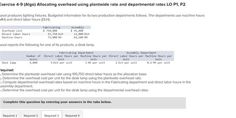 Solved Xercise Algo Allocating Overhead Using Chegg