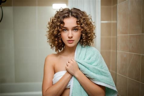 Premium Photo Young Attractive Girl Posing In The Bathroom