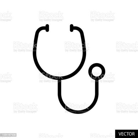 Stethoscope Vector Icon In Line Style Design Isolated On White