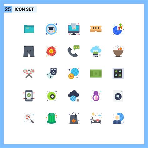 Mobile Interface Flat Color Set Of 25 Pictograms Of Global Memory Graduation Hardware List