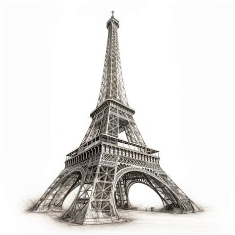 Premium AI Image A Drawing Of The Eiffel Tower Is Shown On A White Background