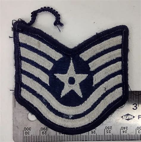 Vintage Us Air Force Technical Sergeant Rank Patch Insignia E 6 E6 Blue