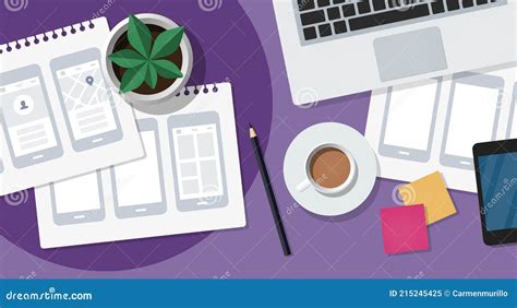 Ux Ui Design Concept Web Banner Stock Illustration Illustration Of Site Application 215245425