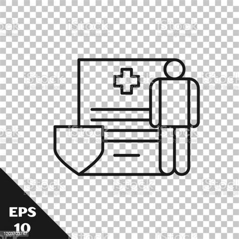 투명 한 배경에 격리 된 임상 기록 아이콘 블랙 라인 의료 클립 보드 건강 보험 양식 처방전 건강 체크 마크 보고서 벡터 일러스트레이션 0명에 대한 스톡 벡터 아트 및 기타