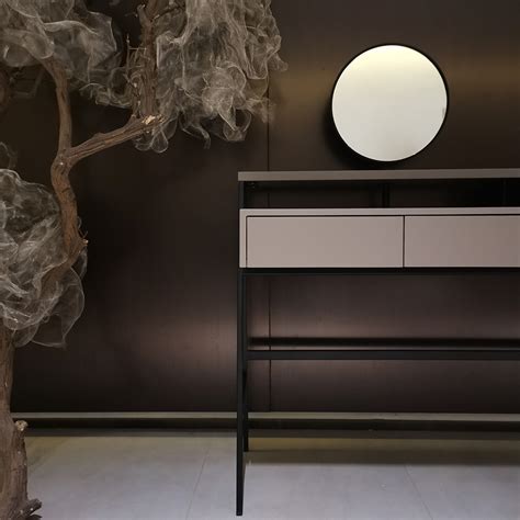 Mdf Lacquer In Matte Grey Dressing Table