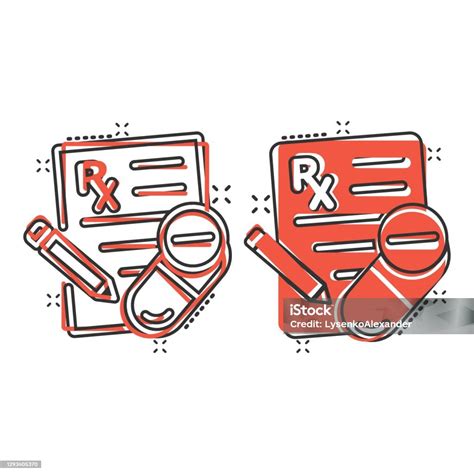 漫畫風格的處方圖示rx 文件卡通向量圖在白色隔離背景上紙飛濺效應業務理念向量圖形及更多上癮圖片 上癮 保險 信 文件 Istock