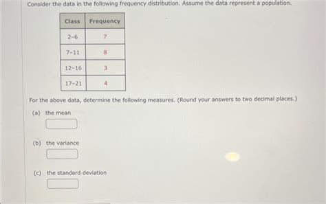 Solved Consider The Data In The Following Frequency Chegg